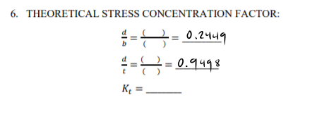 Solved How do I find the theoretical stress concentration | Chegg.com