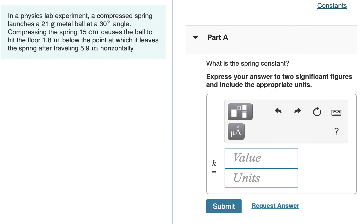 Solved Constants In a physics lab experiment, a compressed | Chegg.com