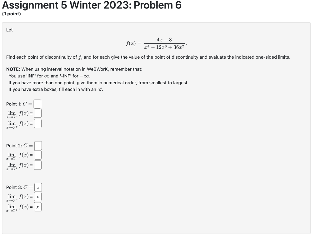 Solved Assignment 5 Winter 2023: Problem 6 (1 point) Let | Chegg.com