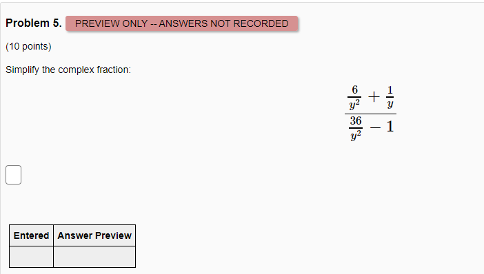 Solved Problem 5. PREVIEW ONLY -- ANSWERS NOT RECORDED (10 | Chegg.com