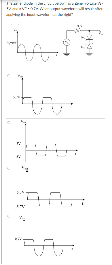Solved The Zener diode in the circuit below has a Zener | Chegg.com