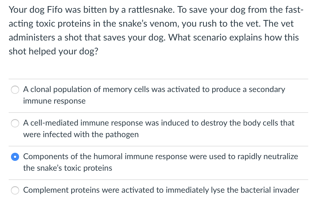 Solved Your dog Fifo was bitten by a rattlesnake. To save | Chegg.com