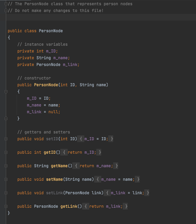 Solved You are provided with the files "PersonNode.java" | Chegg.com
