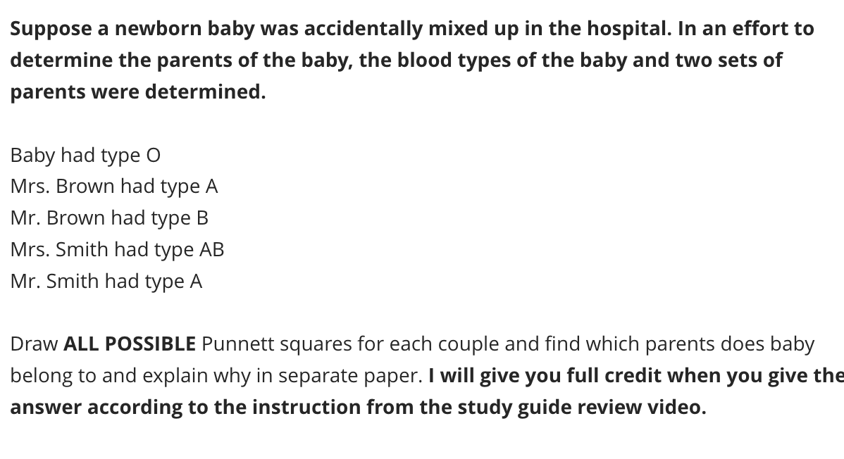 Solved Suppose a newborn baby was accidentally mixed up in | Chegg.com