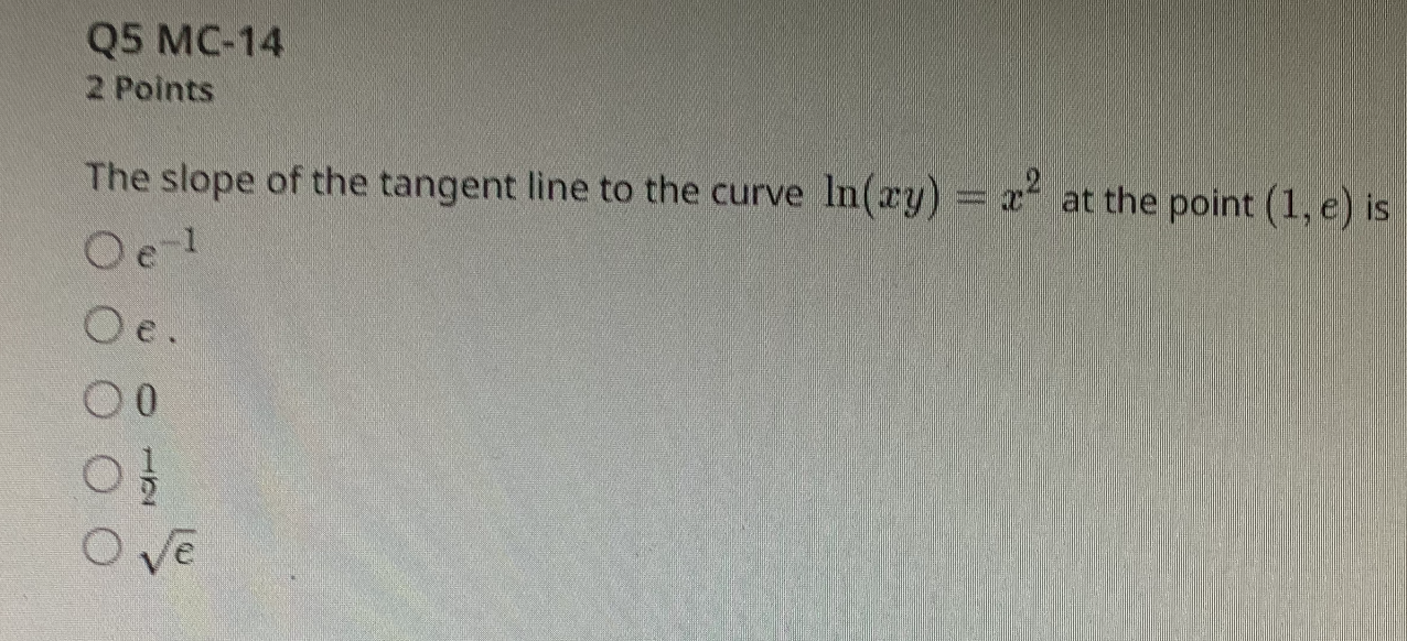 Solved The slope of the tangent line to the curve ln(xy)=x2 | Chegg.com