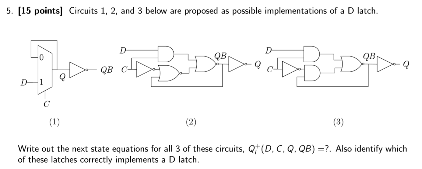 Solved 5. (15 points) Circuits 1, 2, and 3 below are | Chegg.com