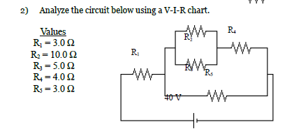 Solved 2) Analyze the circuit below using a V-I-R chart. Rs | Chegg.com