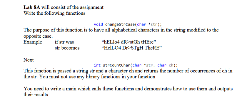 Solved Lab 8A will consist of the assignment Write the | Chegg.com