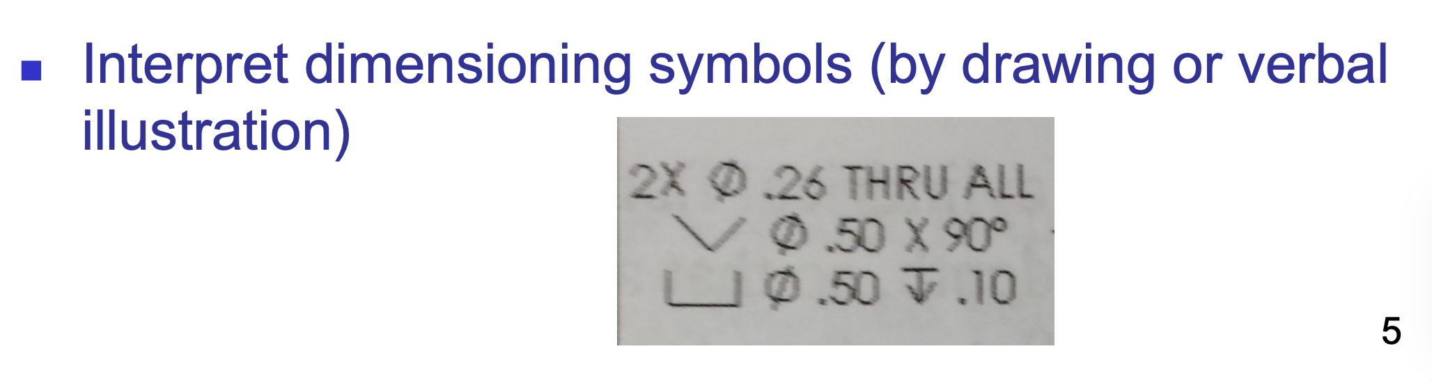 Interpret dimensioning symbols (by drawing or | Chegg.com