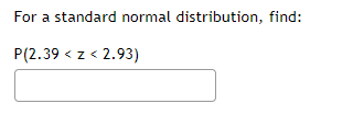 Solved For a standard normal distribution, find: P(2.39 | Chegg.com