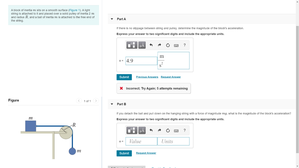 Solved A block of inertia m sits on a smooth surface (Figure | Chegg.com