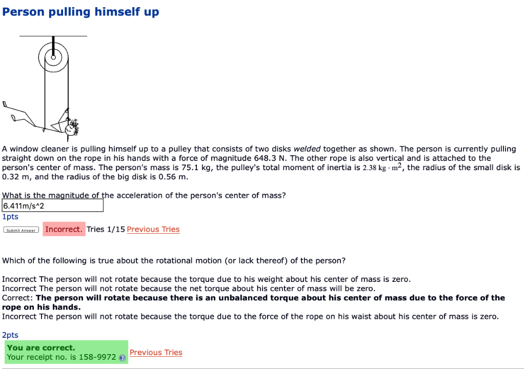 Solved Person pulling himself up A window cleaner is pulling | Chegg.com