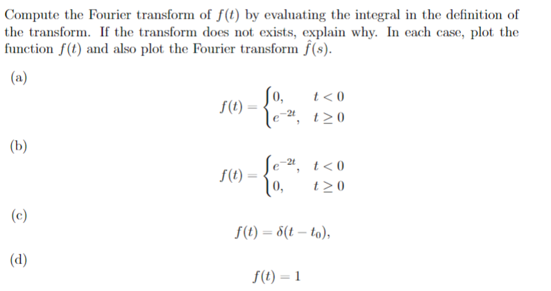 Solved Compute the Fourier transform of f(t) by evaluating | Chegg.com