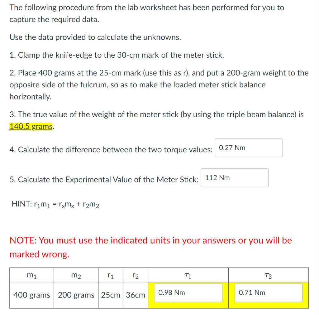 Solved Having a lot of issues with the experimental value of | Chegg.com