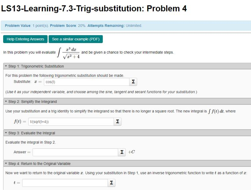 Solved LS13-Learning-7.3-Trig-substitution: Problem 4 | Chegg.com