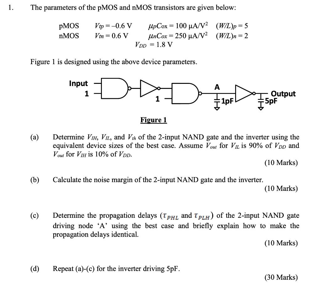Solved The parameters of the pMOS and nMOS transistors are | Chegg.com