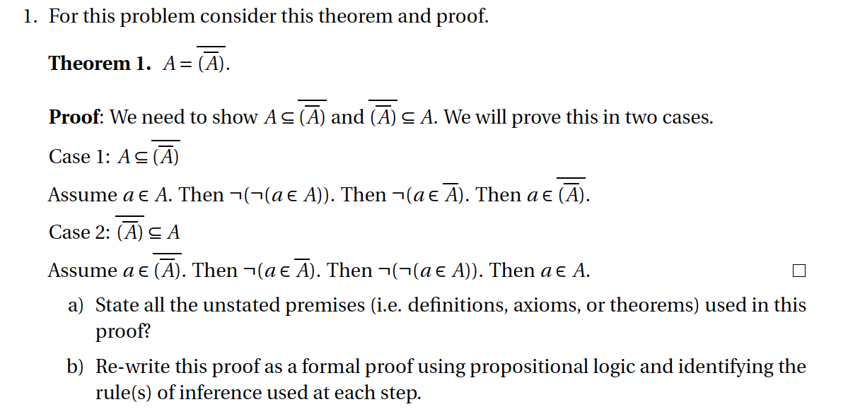 Solved 1. For this problem consider this theorem and proof. | Chegg.com