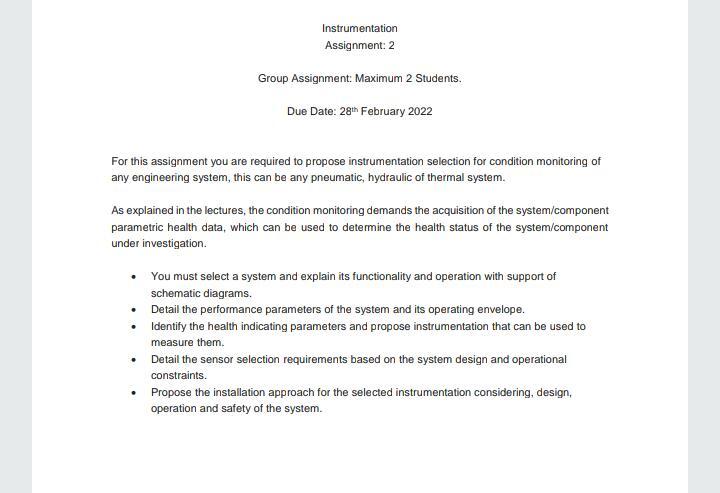 Instrumentation Assignment: 2 Group Assignment: | Chegg.com