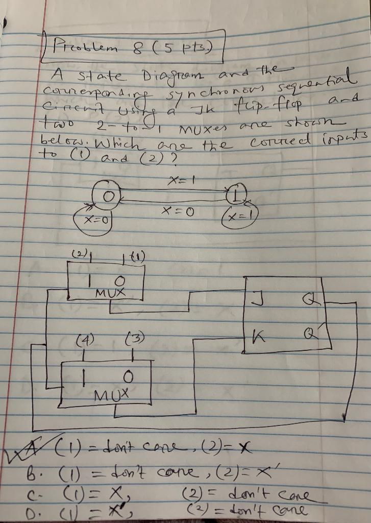 Solved Problem 8 (5Pt.) A State Diagram cornerponding s | Chegg.com