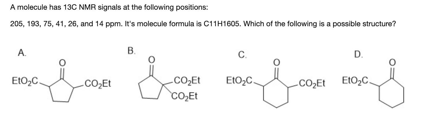 Solved A molecule has 13C NMR signals at the following | Chegg.com