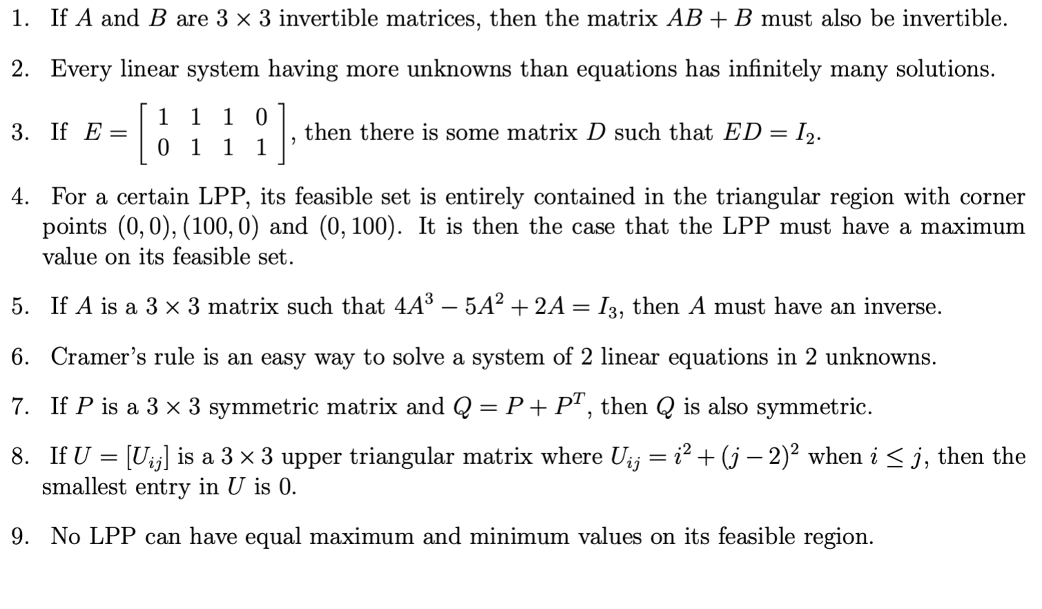 Solved 1. If A and B are 3 x 3 invertible matrices, then the | Chegg.com