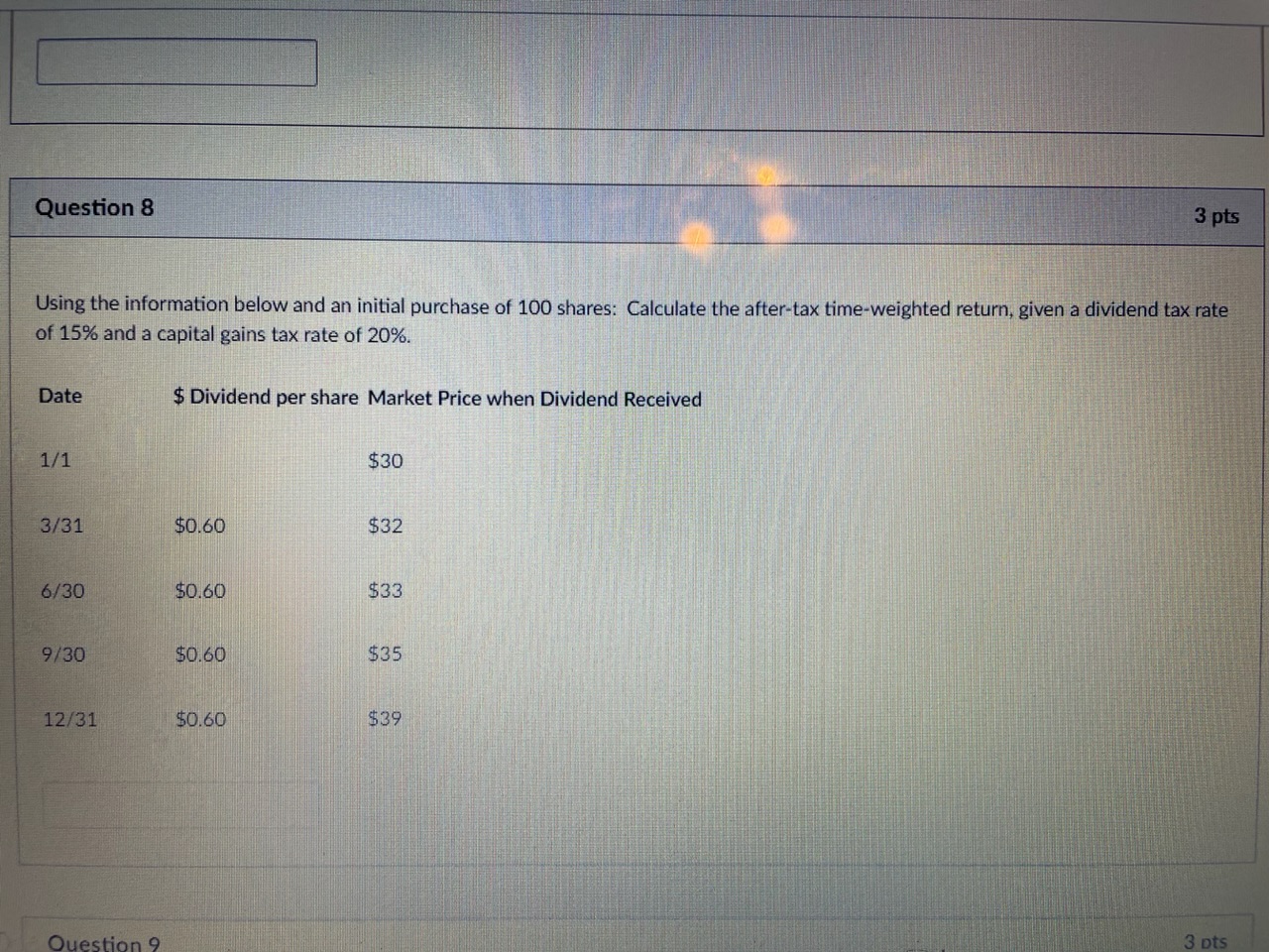 Solved Question 8Using the information below and an initial | Chegg.com
