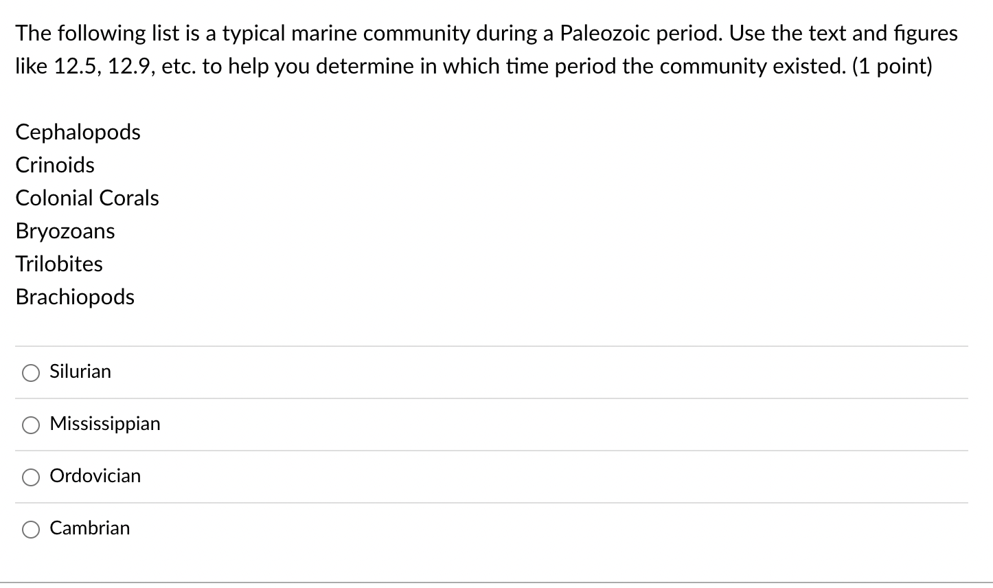 Solved The following list is a typical marine community | Chegg.com