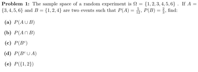 Solved Problem 1: The sample space of a random experiment is | Chegg.com