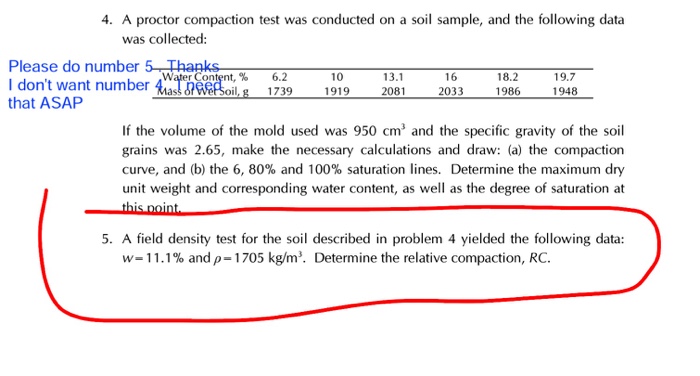 Solved A proctor compaction test was conducted on a soil | Chegg.com