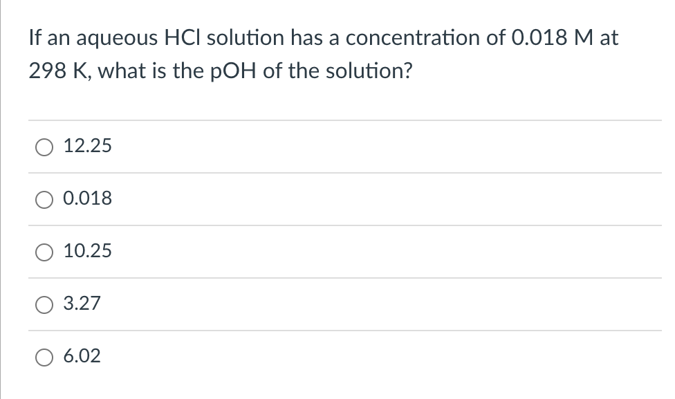 Solved If an aqueous HCl solution has a concentration of | Chegg.com