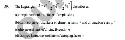 Solved 59 The Lagrangian, L = (a) simple harmonic oscillator | Chegg.com