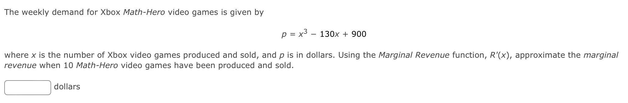 Solved The weekly demand for Xbox Math-Hero video games is | Chegg.com