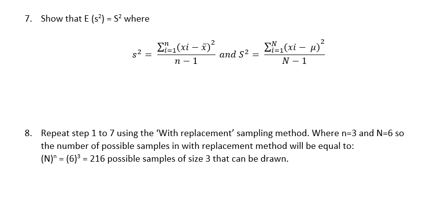 Solved Finding Mean and Variance of the sampling | Chegg.com
