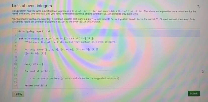 Solved Lists of even integers This problem has you write a | Chegg.com