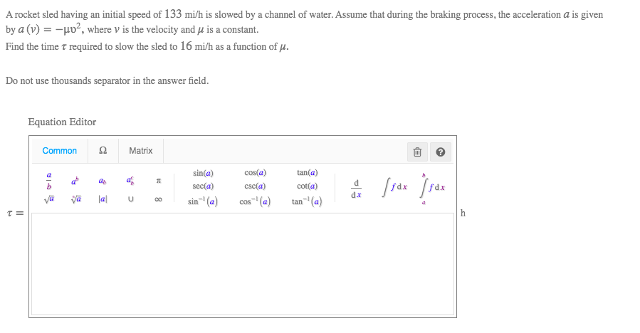Solved A rocket sled having an initial speed of 133 mi/h is | Chegg.com