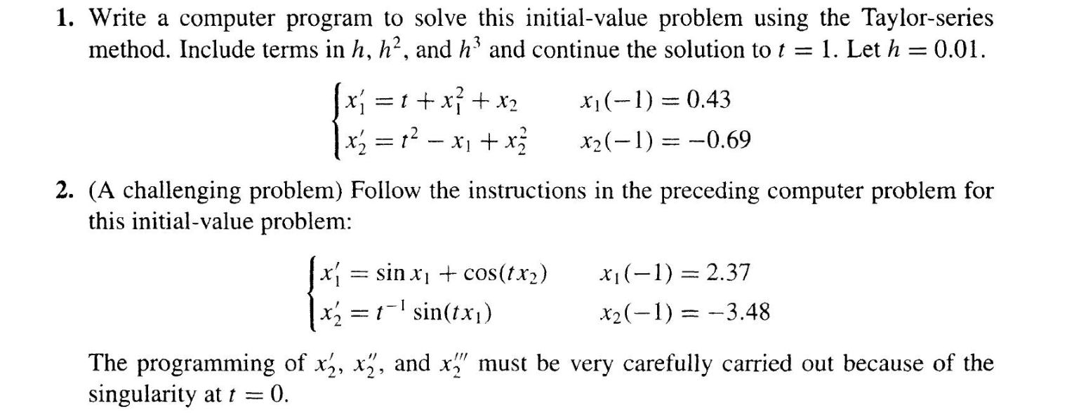Solved Write a computer program to solve this initial-value | Chegg.com