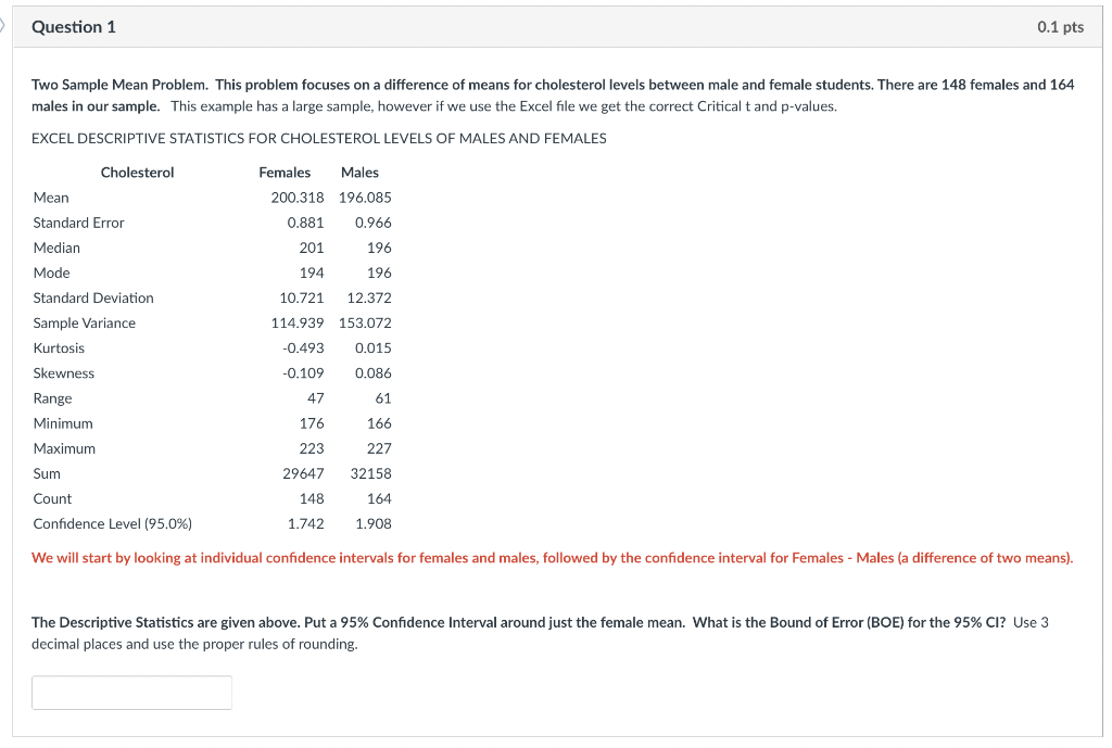 Solved Two Sample Mean Problem. This problem focuses on a | Chegg.com