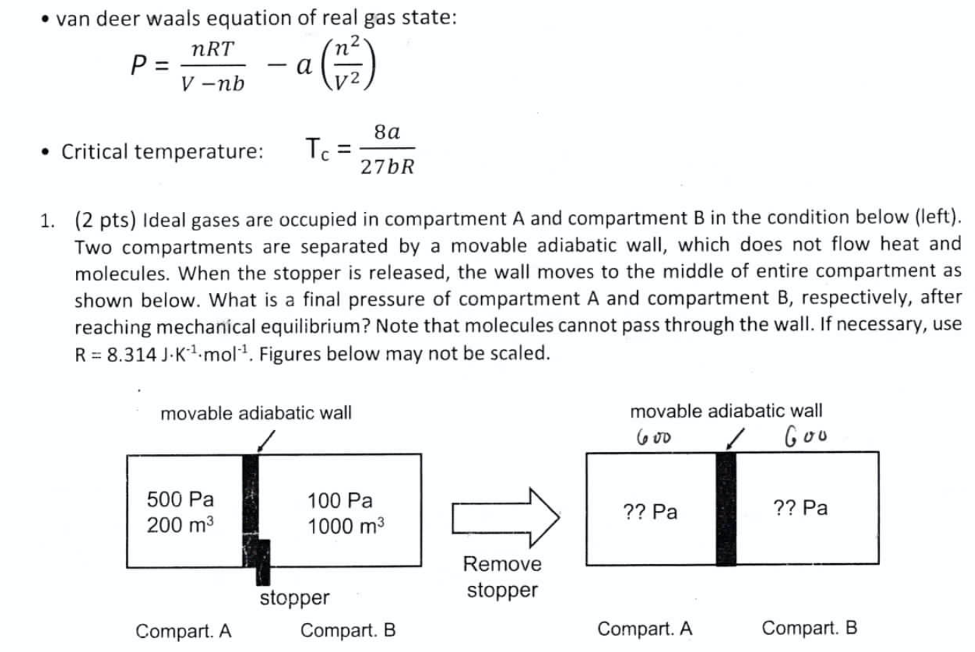 Solved - van deer waals equation of real gas state: | Chegg.com