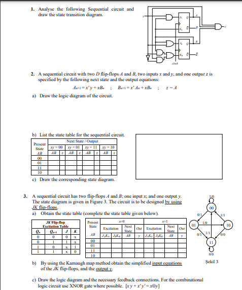 1. Analyse the following Sequential circuit and draw | Chegg.com