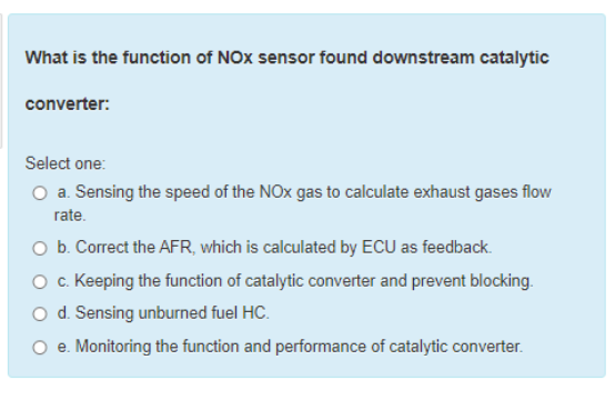 Solved What is the function of NOx sensor found downstream | Chegg.com