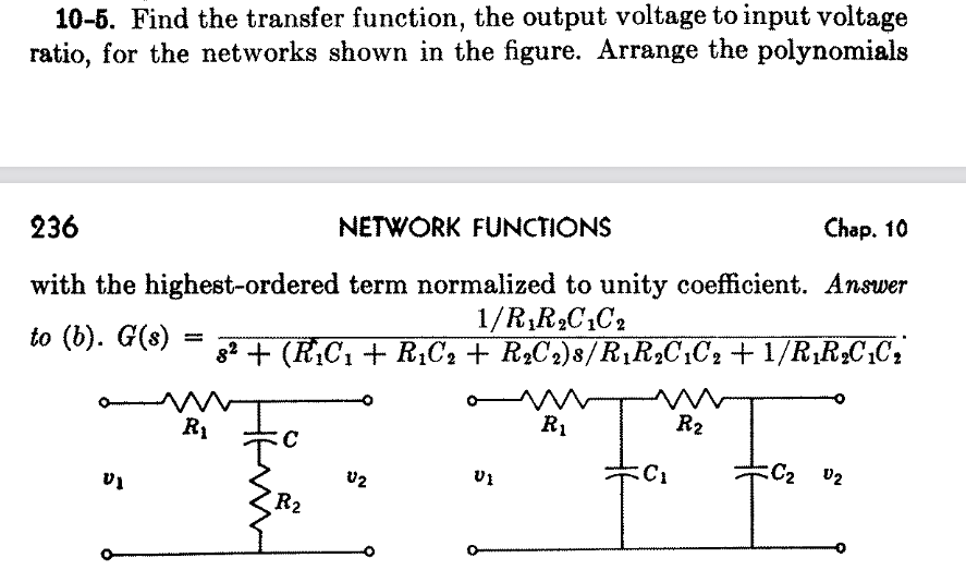 Solved 10-5. Find the transfer function, the output voltage | Chegg.com