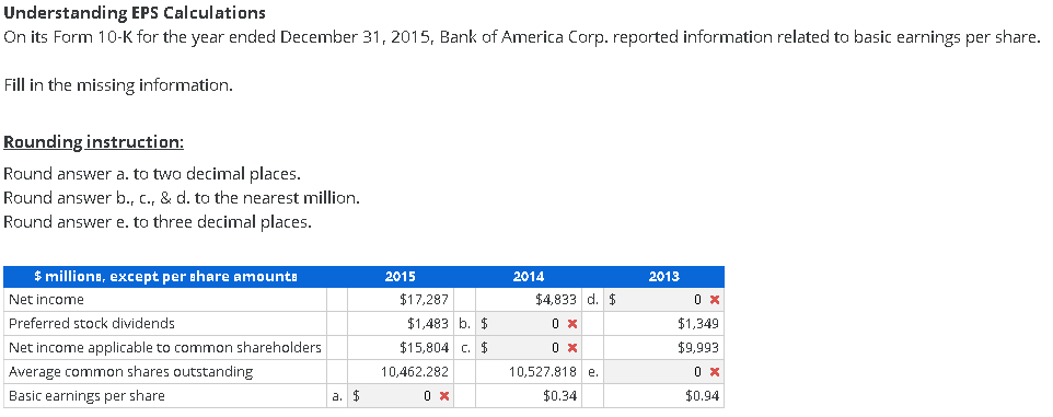 Solved Understanding EPS Calculations On its Form 10-K for | Chegg.com