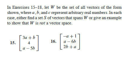 Solved In Exercises 15-18, let W be the set of all vectors | Chegg.com