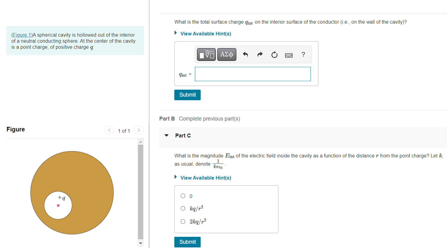 Solved What is the total surface charge qint on the | Chegg.com