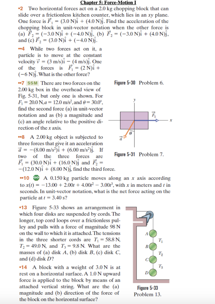 Solved hapter 5: Force-Motion I 2 Two horizontal forces act | Chegg.com