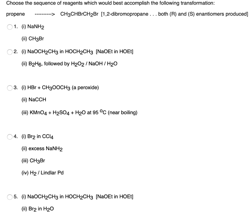 Solved Choose the sequence of reagents which would best | Chegg.com