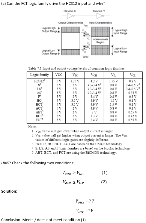 Solved (a) Can the FCT logic family drive the HCS12 input | Chegg.com