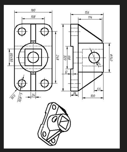 Solved draw 3D view | Chegg.com