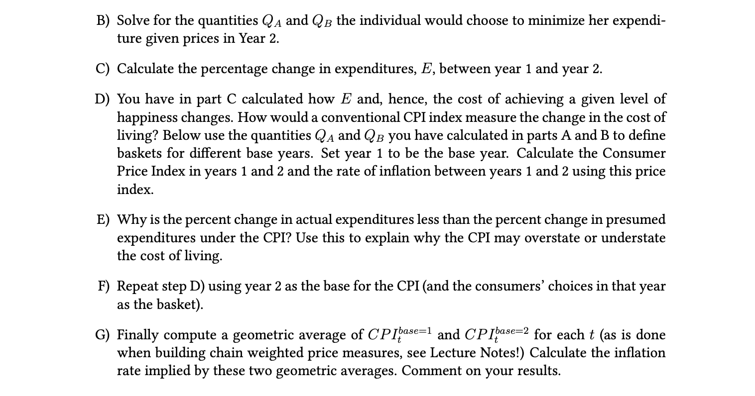 Solved If a consumer buys QA apples and QB bananas and the | Chegg.com