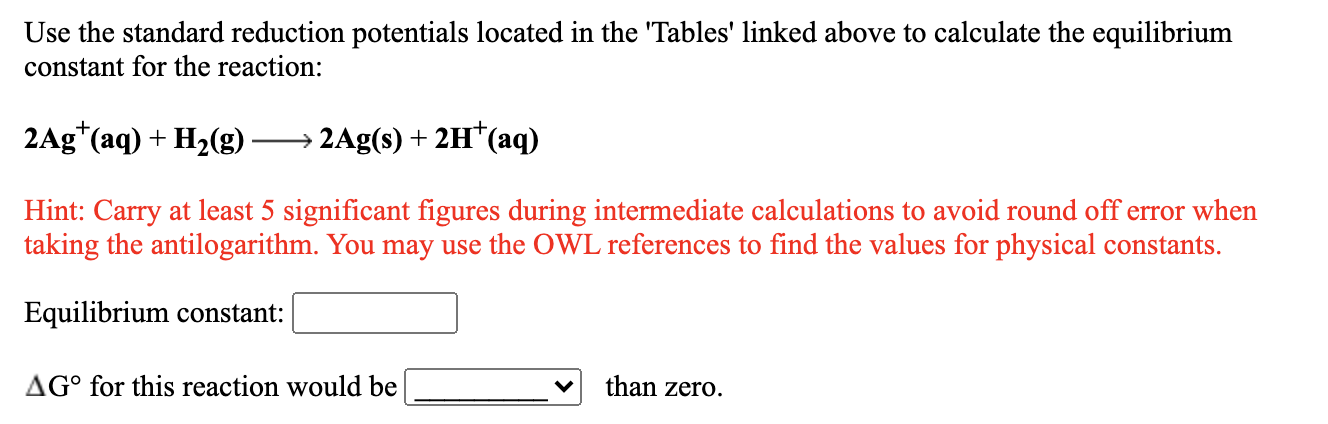 Solved Use the standard reduction potentials located in the | Chegg.com